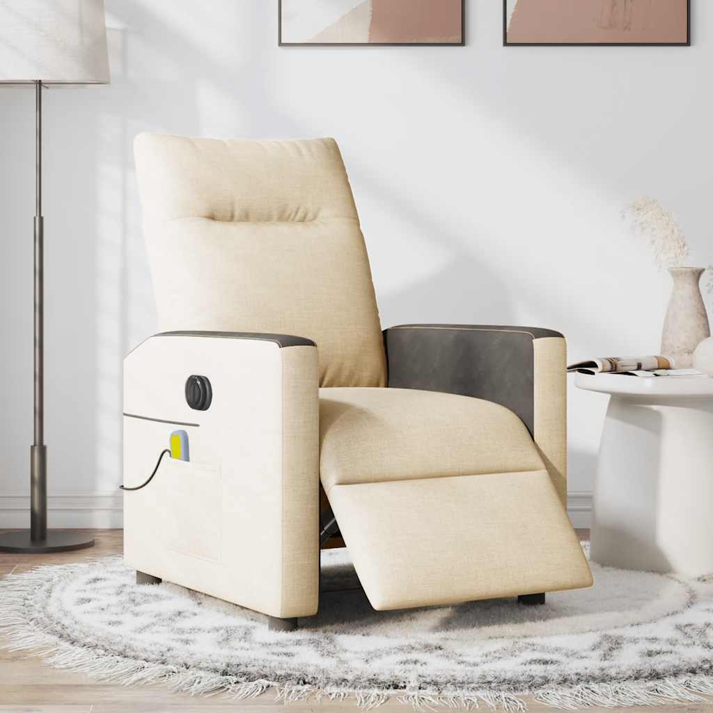 Sillón reclinable de masaje eléctrico tela color crema – ComfortXL ...