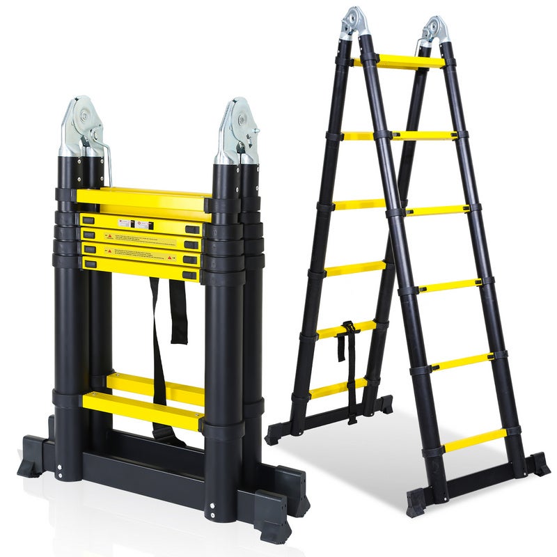 Escalera telescópica 1,9+1,9m Escalera telescópica plegable extensible ...