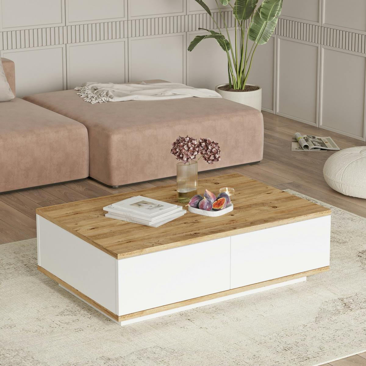 Table basse scandinave, 2 niches de rangement fermées MARFA | Leroy Merlin
