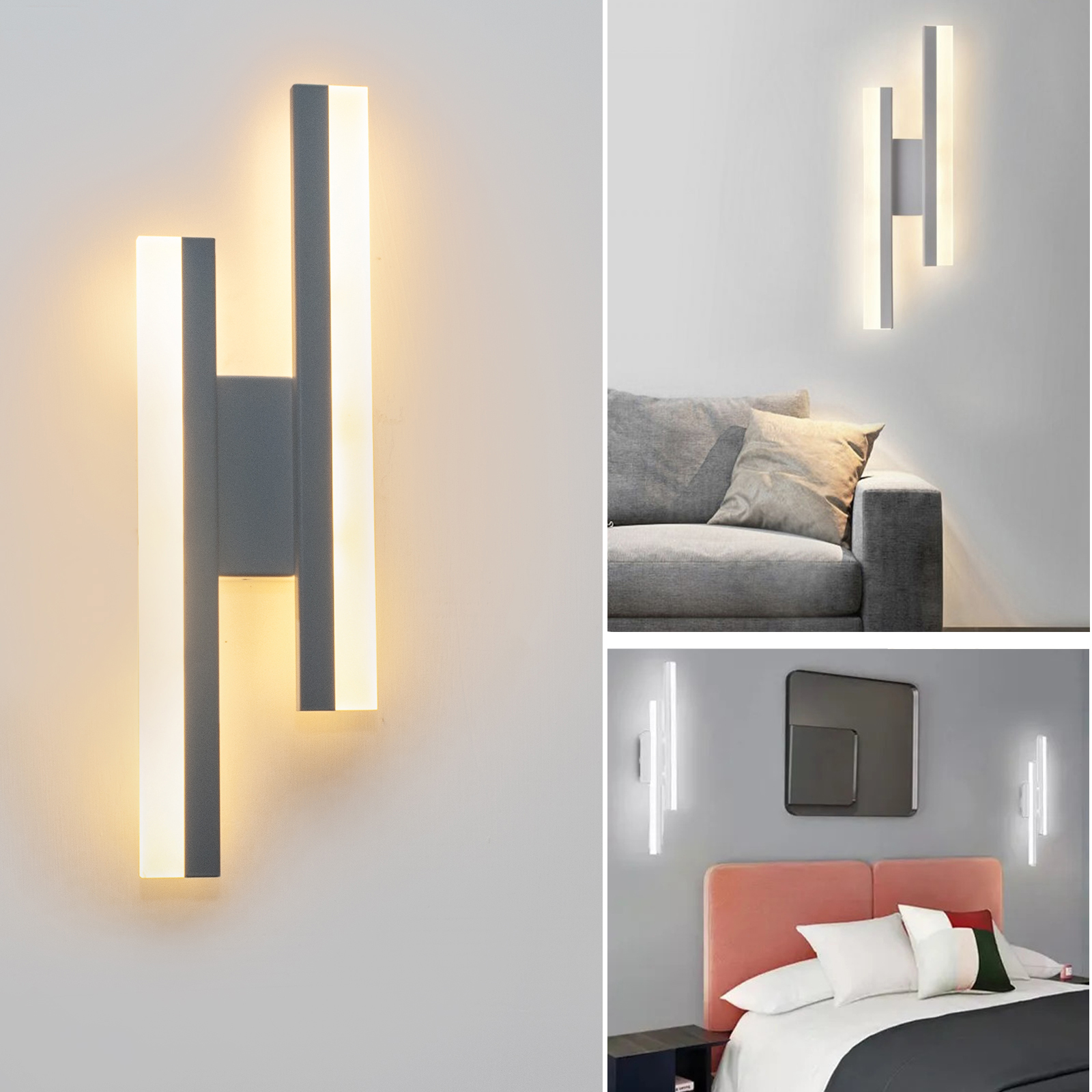 Applique lampada parete moderna doppio LED 10W resa 80W luce muro ...