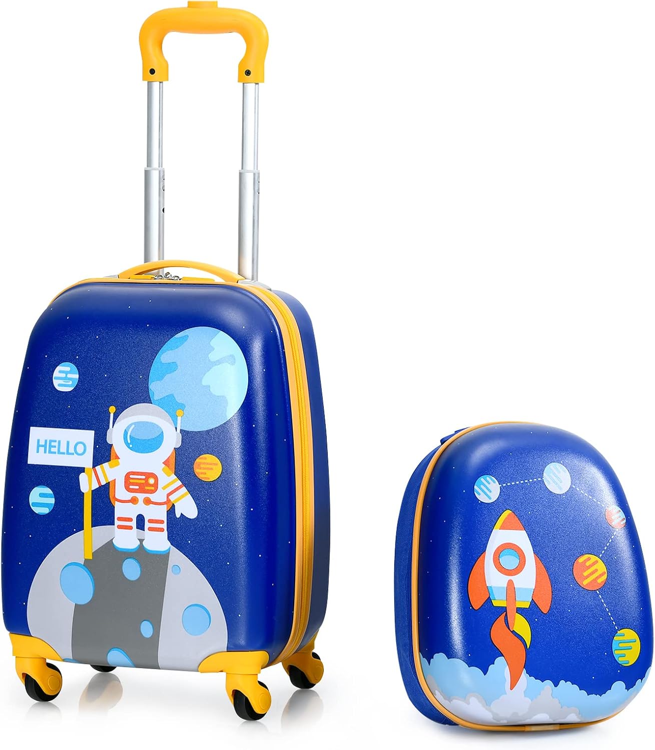 Valise Enfant à roulettes, Valise Enfant 16” ＆Sac à Dos 12”, Motifs ...