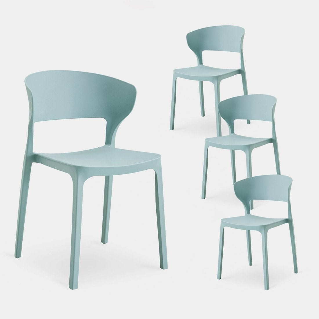 Pack 4 chaises empilables en polypropylène menthe Serin | Leroy Merlin