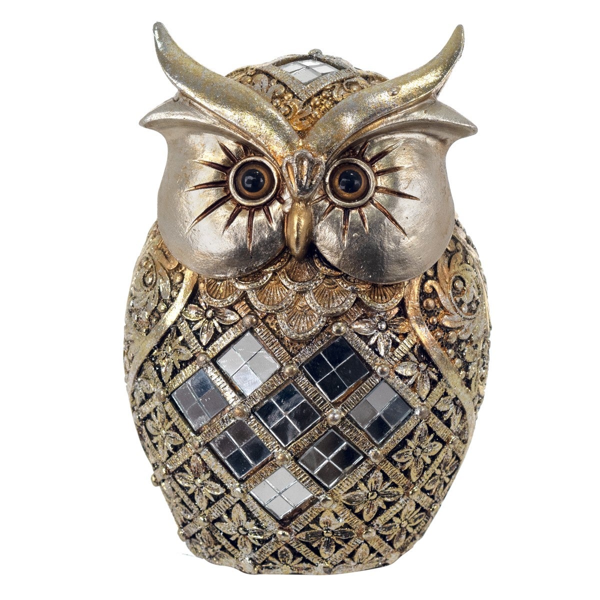 By SIGRIS Figura Búho Dorado de Resina 16*8*11cm Figura de Búho | Leroy ...