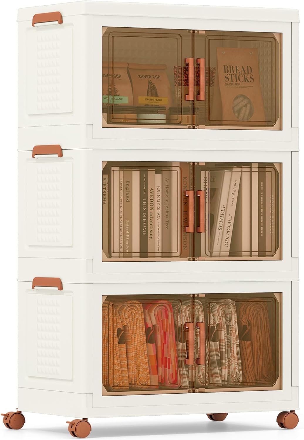 COSTWAY Boite Rangement Plastique 156 L, 3 Caisses Rangement Pliables à ...