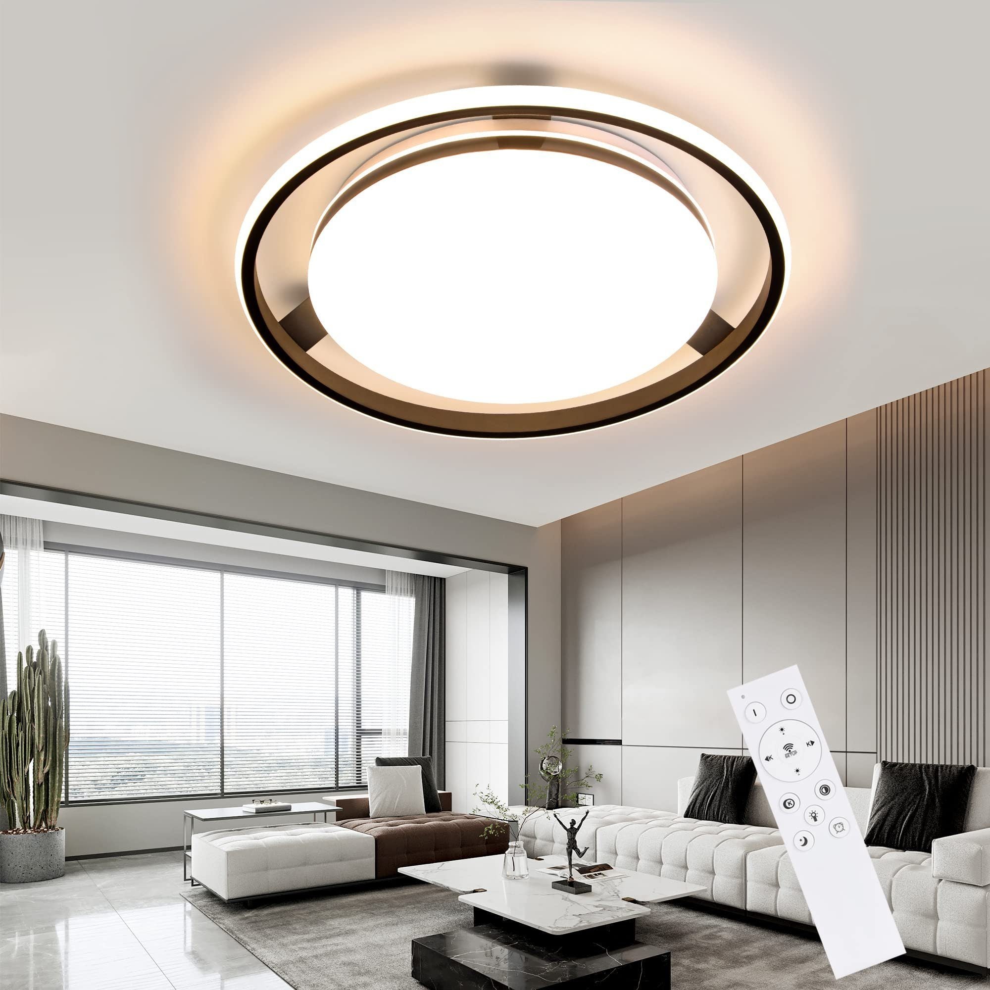 ZMH Plafón LED redonda con diseño de rueda y control remoto regulable ...