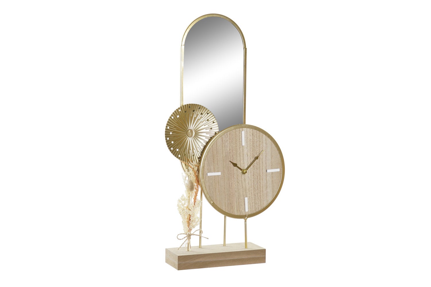 Horloge de table en métal Mdf 26x8x53 miroir naturel | Leroy Merlin