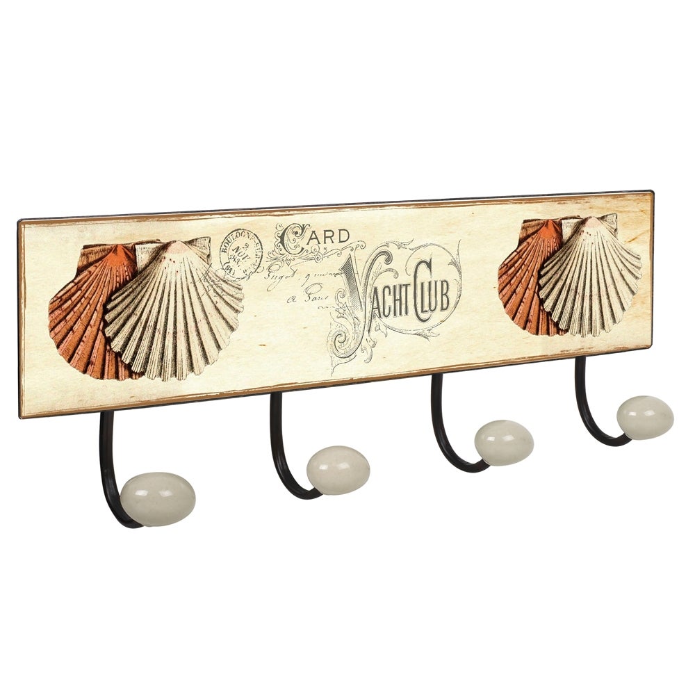 PERCHA Pared Vintage 4 Ganchos Porcelana NAUTICA Retro 400x155MM ...
