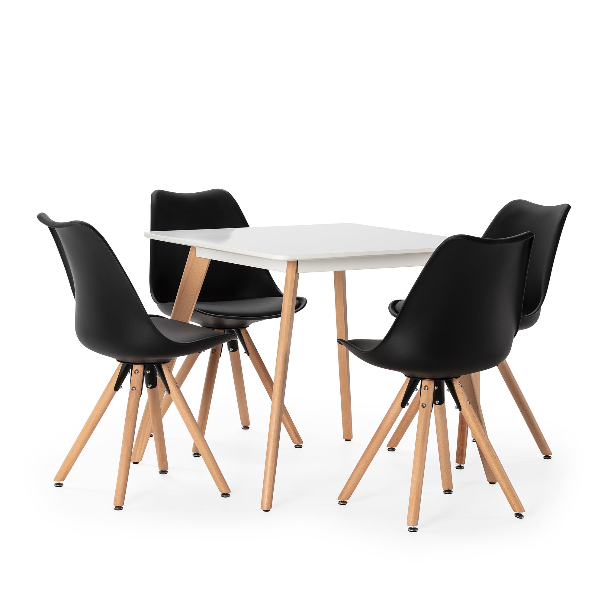 Ensemble table 80x80 cm et 4 chaises de salle à manger Jeff noires ...