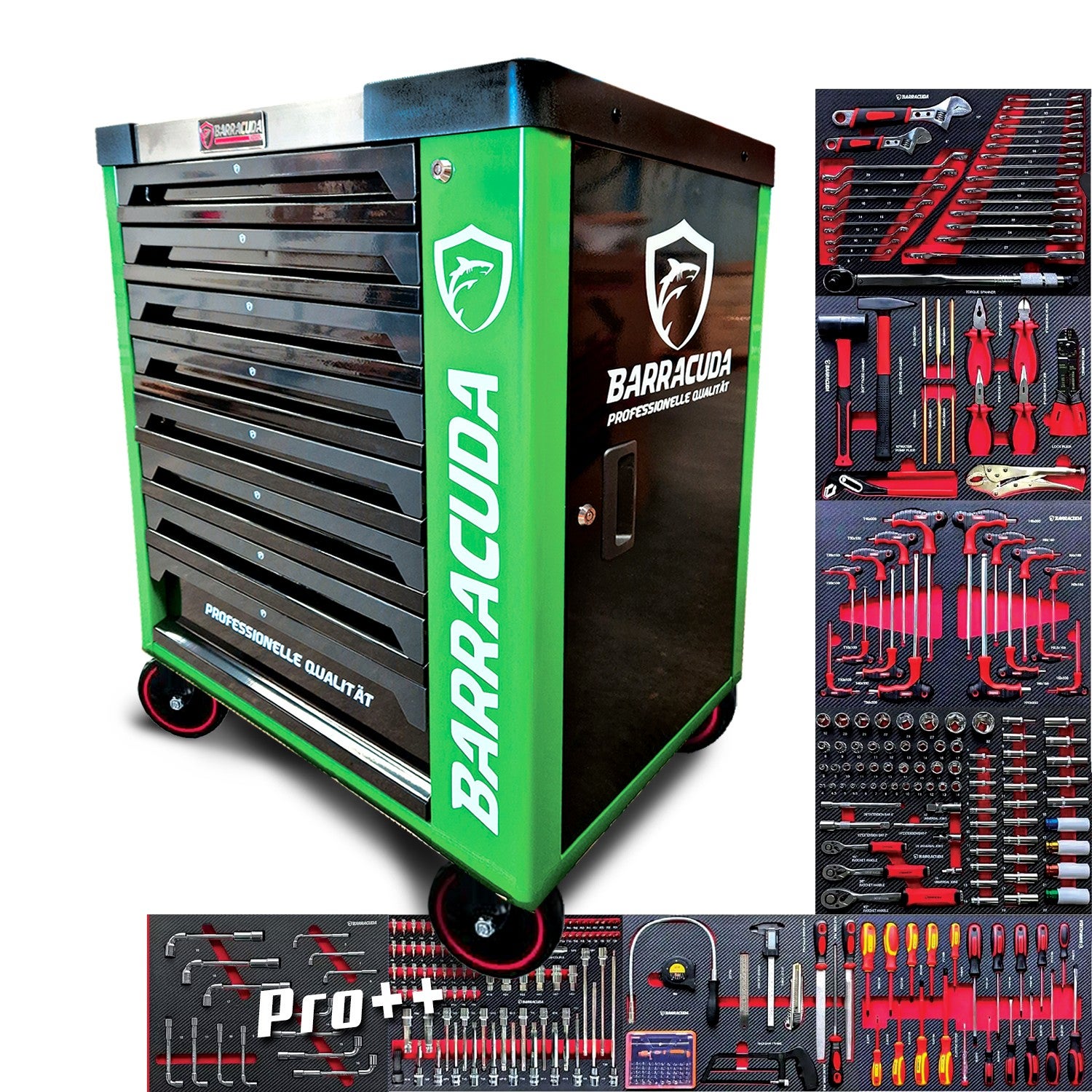 Servante d'atelier complète Barracuda Tools VERTE PRO++ 8 tiroirs 8 ...