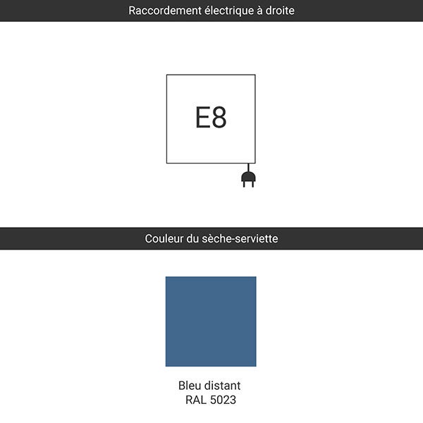 Sèche-serviette électrique bleu distant de 760mm de haut et 300mm de ...