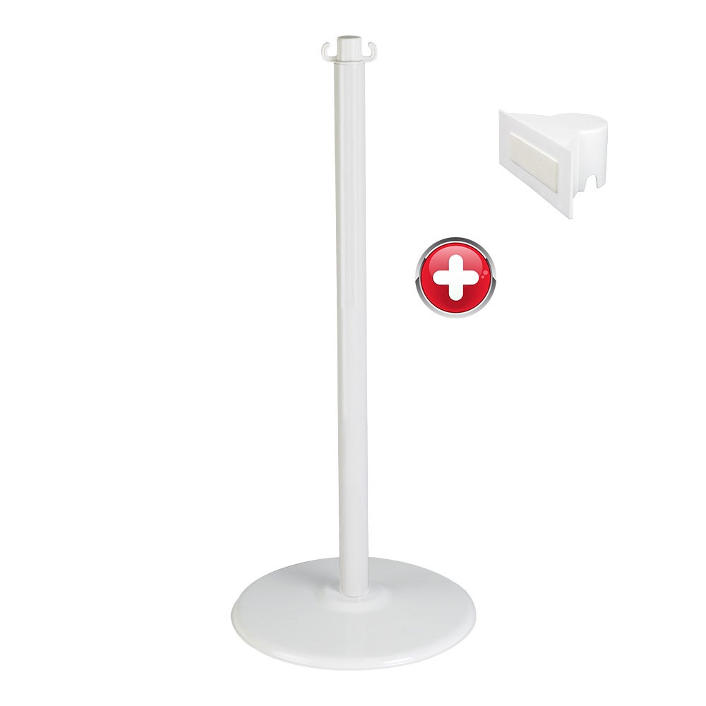 Poteau acier Blanc sur socle acier avec support panneau - 2000116 ...
