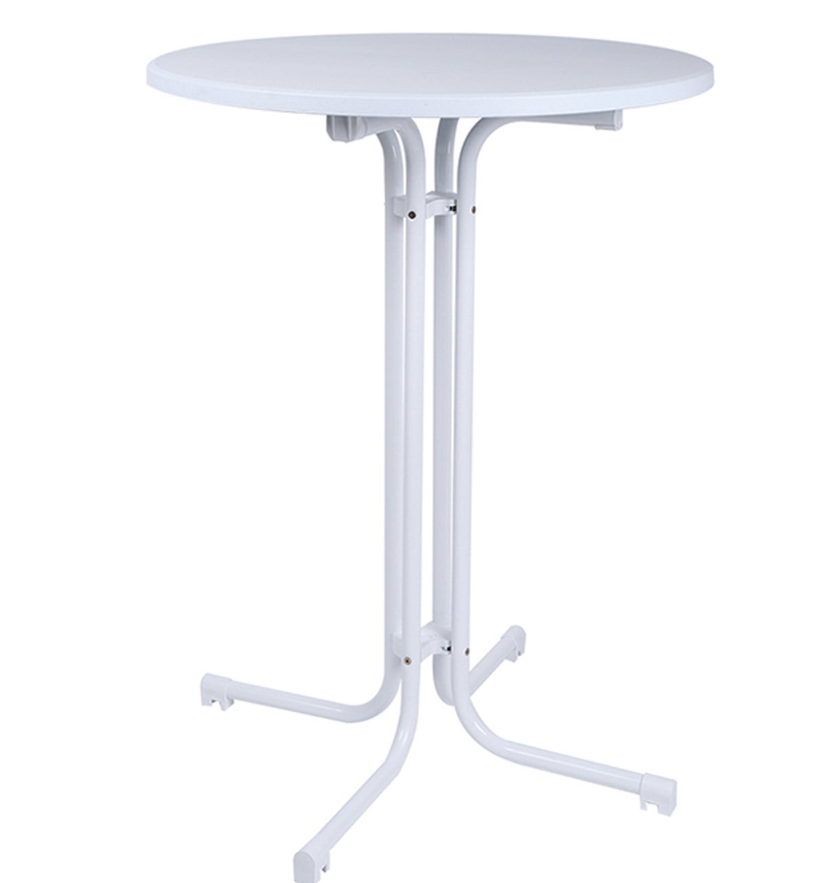 Table haute ronde en polyéthylène et acier coloris blanc - Diamètre 80 ...