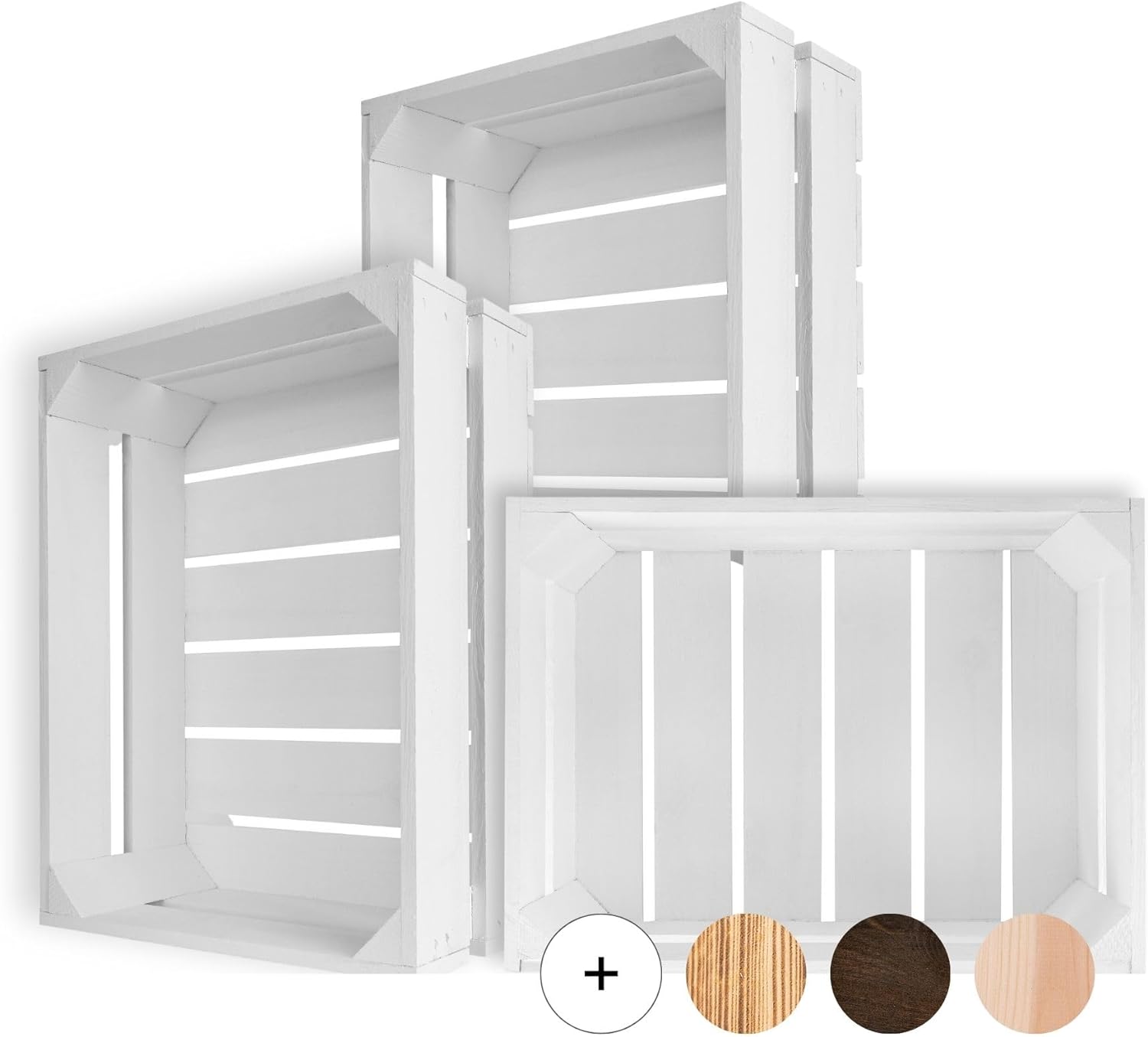 Creative Deco Lot De 3 Caisse En Bois Blanc 40x30x15cm Caisse