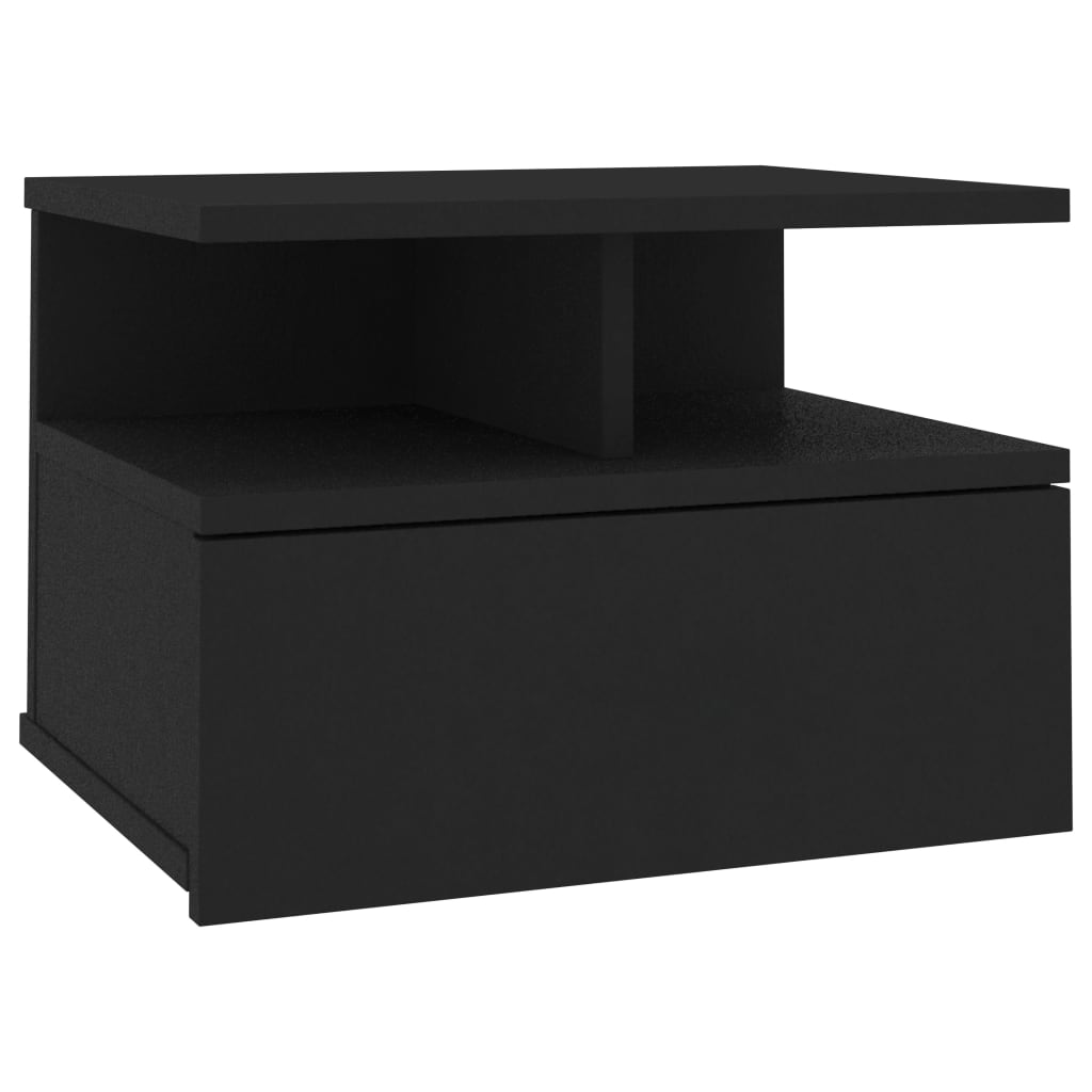 Table de chevet flottante en bois composite noir 40x31x27 cm | Leroy Merlin