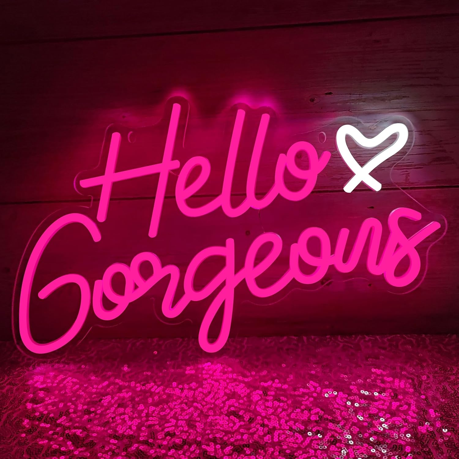 Enseigne lumineuse néon Hello Gorgeous, néon LED rose à intensité ...