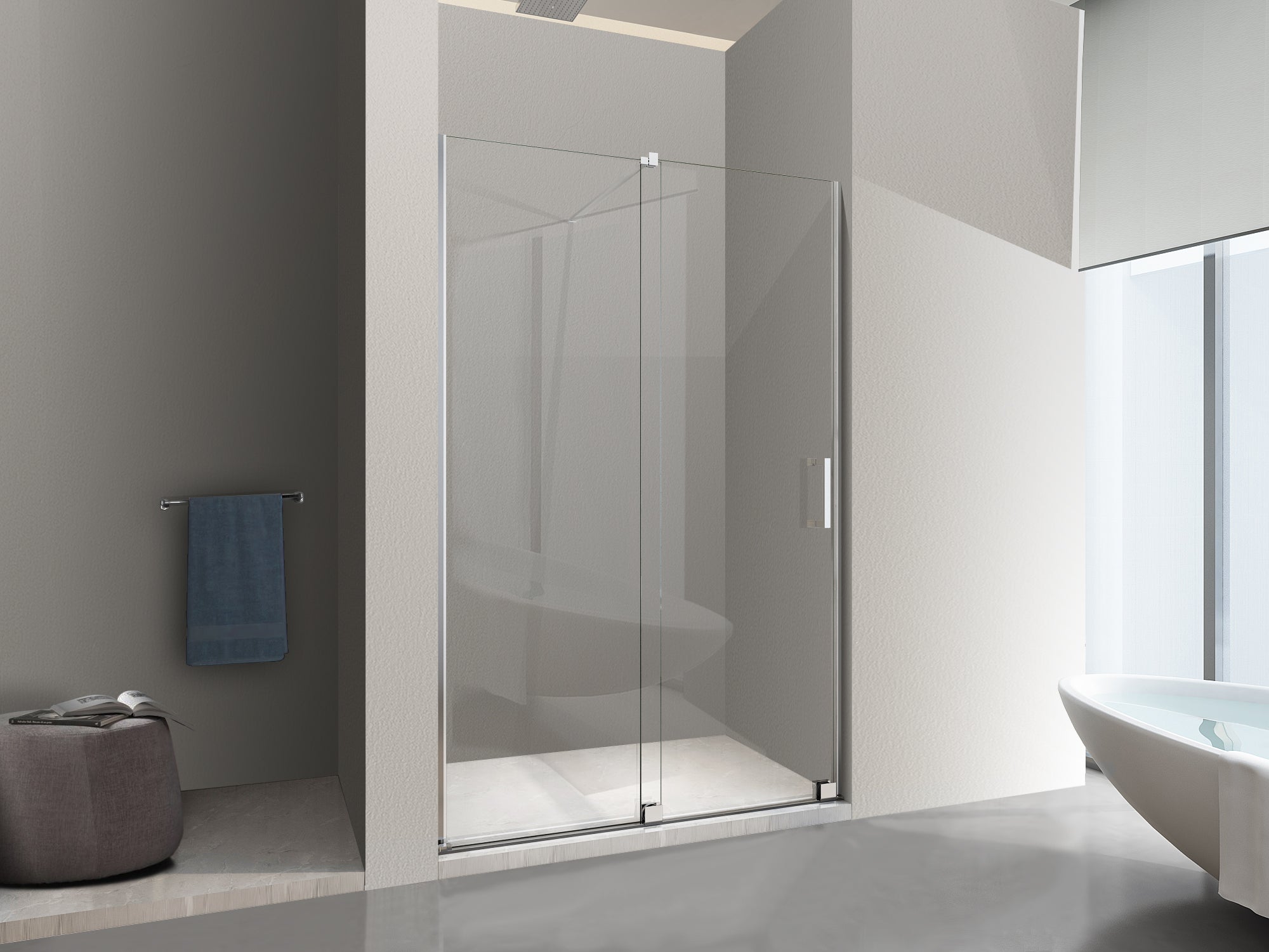 NALA Porte pour installation en niche type Walk-In coulissante H 200, cadre chromé réversible Cm ...