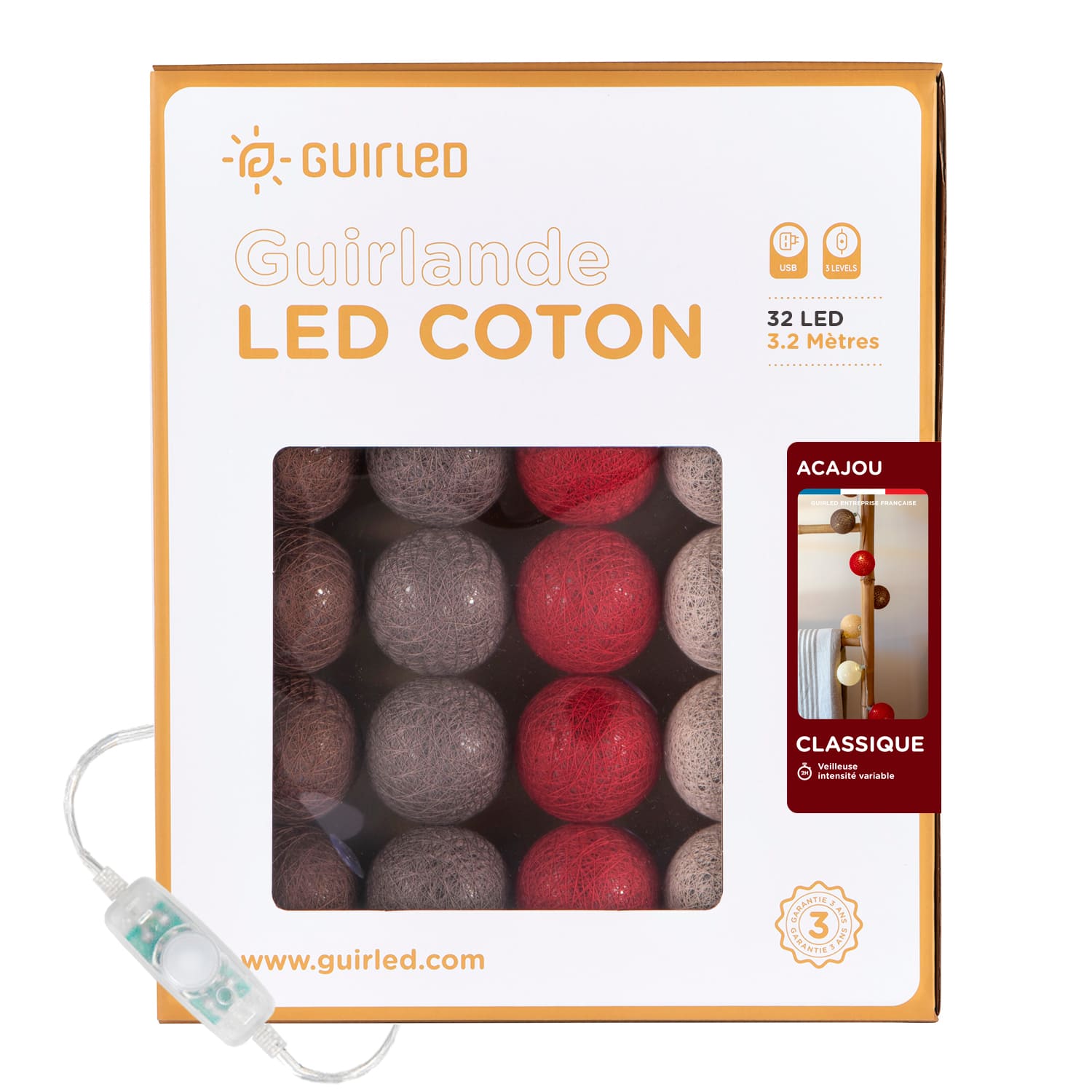 Cotton Led Usb String Light - 2h Baby Nightlight - Dual Usb 2a Mains ...