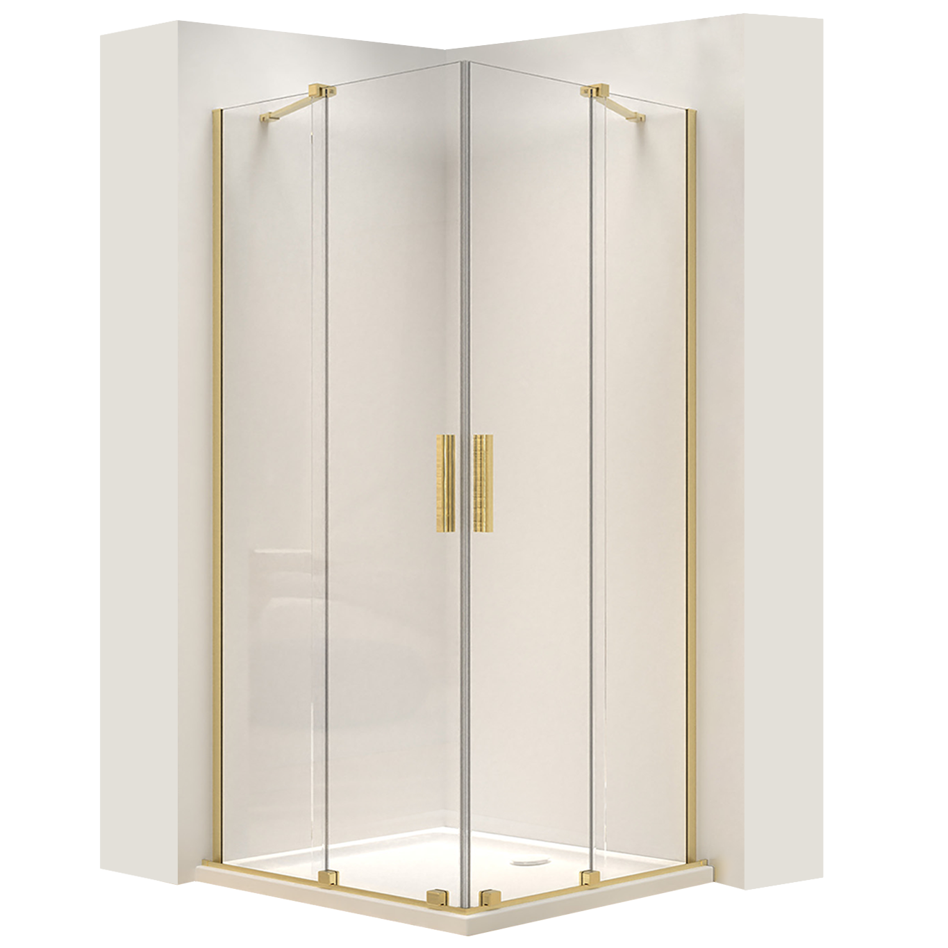 CABINE DE DOUCHE REA MONTANA DOUBLE BRUSHED GOLD 80X80 | Leroy Merlin