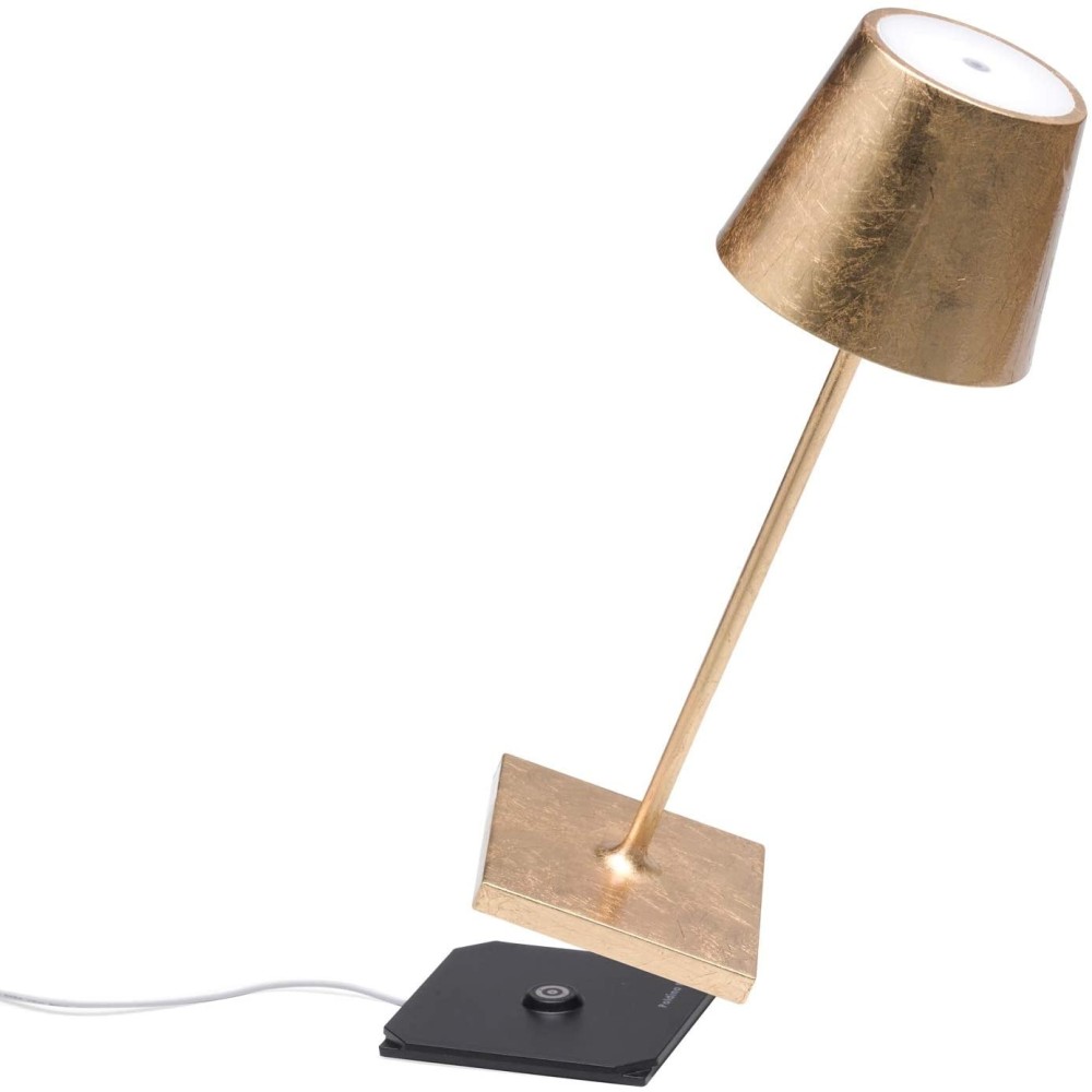 Lampe de table LED Poldina Pro Mini Gold Leaf, rechargeable et dimmable ...