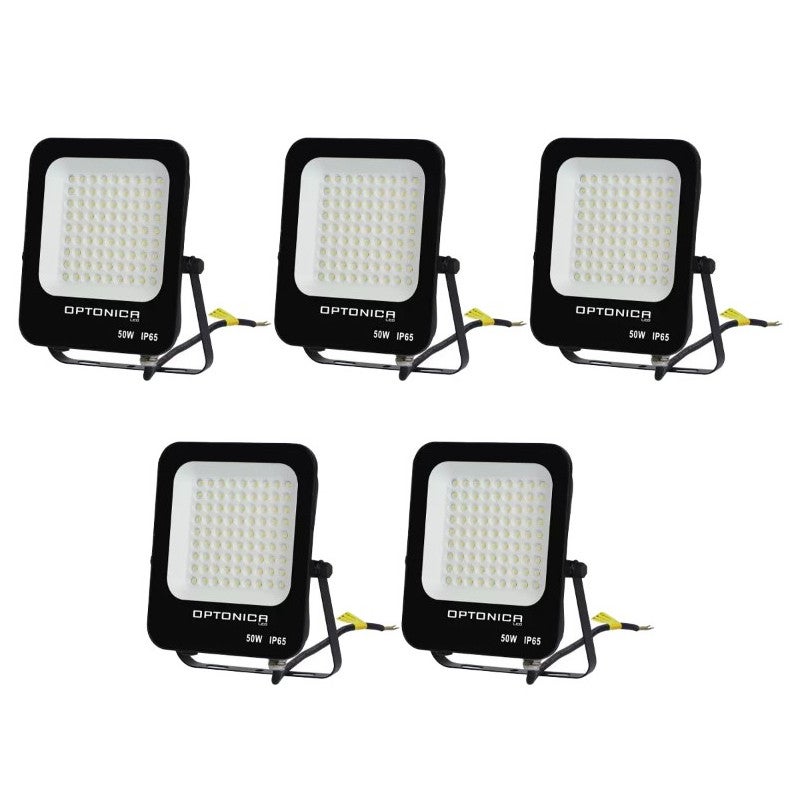 Lot de 5 Projecteurs LED 50W Noir Étanche IP65 4500lm 250W Blanc du ...
