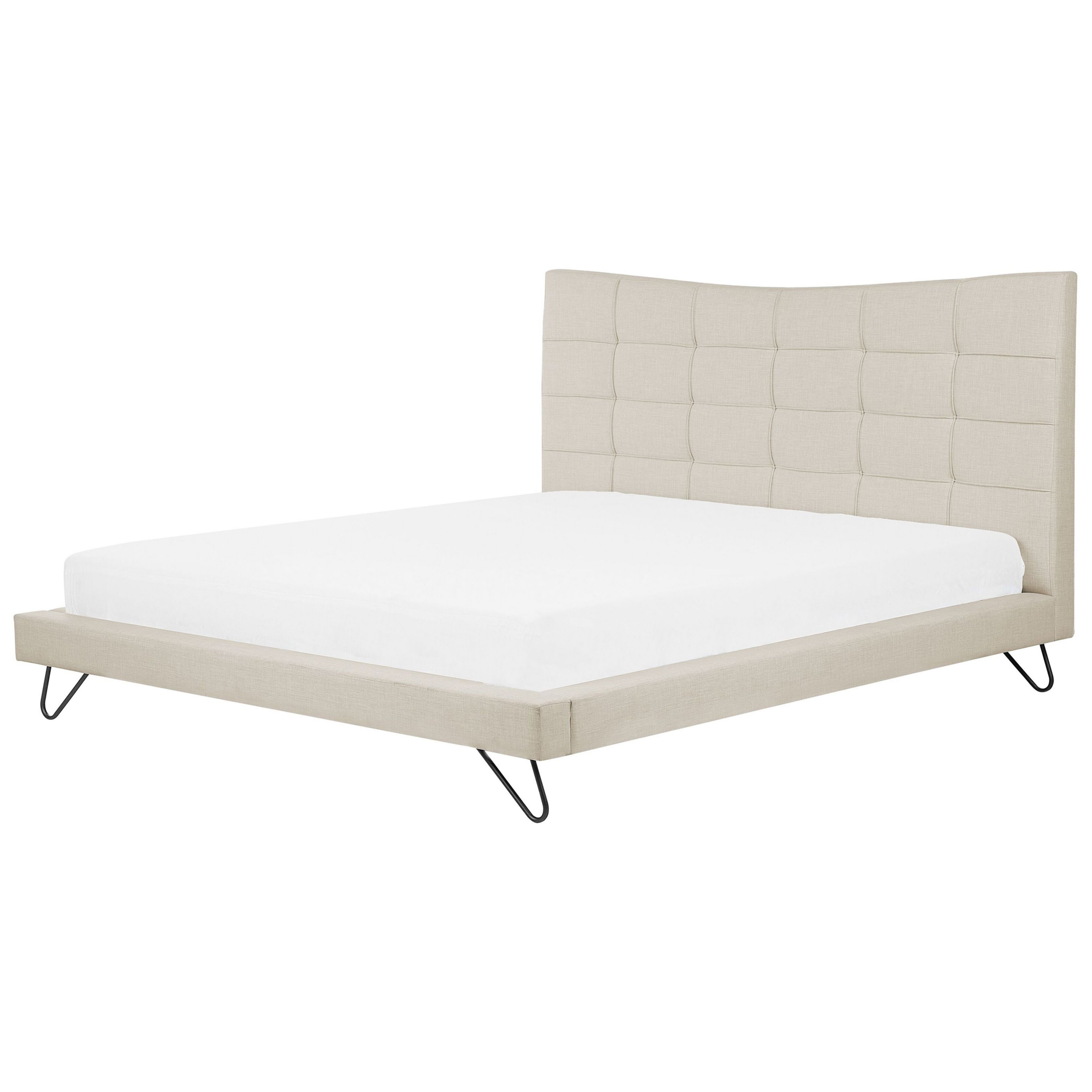 Lit double en tissu beige 180x200 cm LANNION | Leroy Merlin