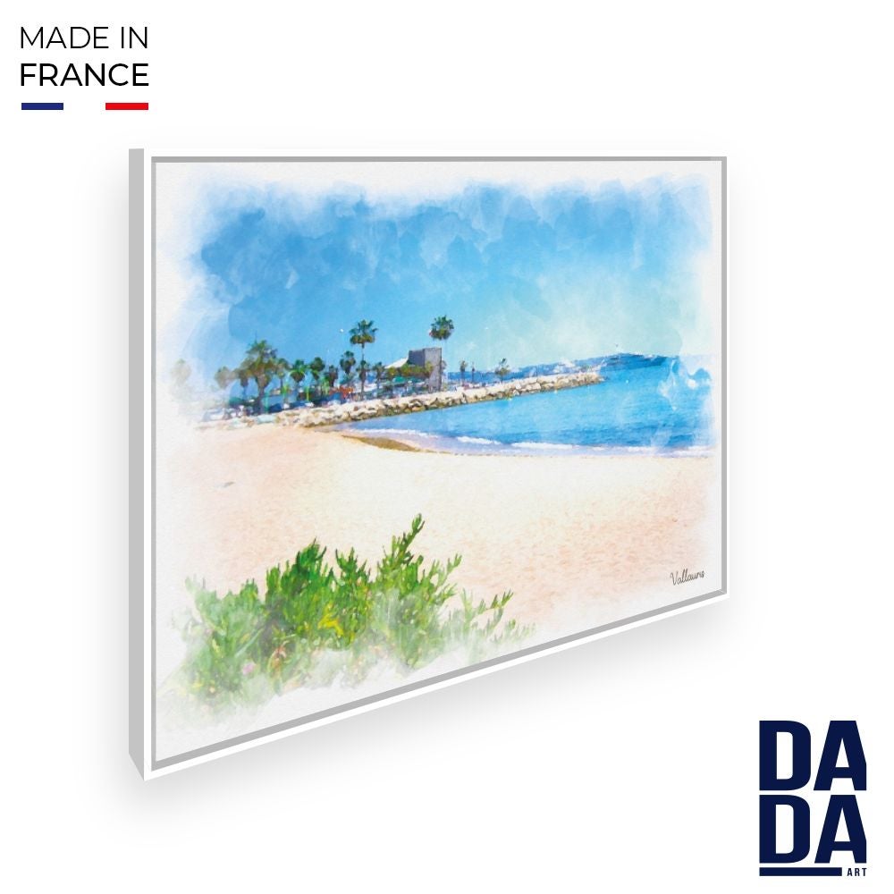 Tableau Plage de Vallauris / 45x60cm / Cadre Blanc / Fabriqué en France ...