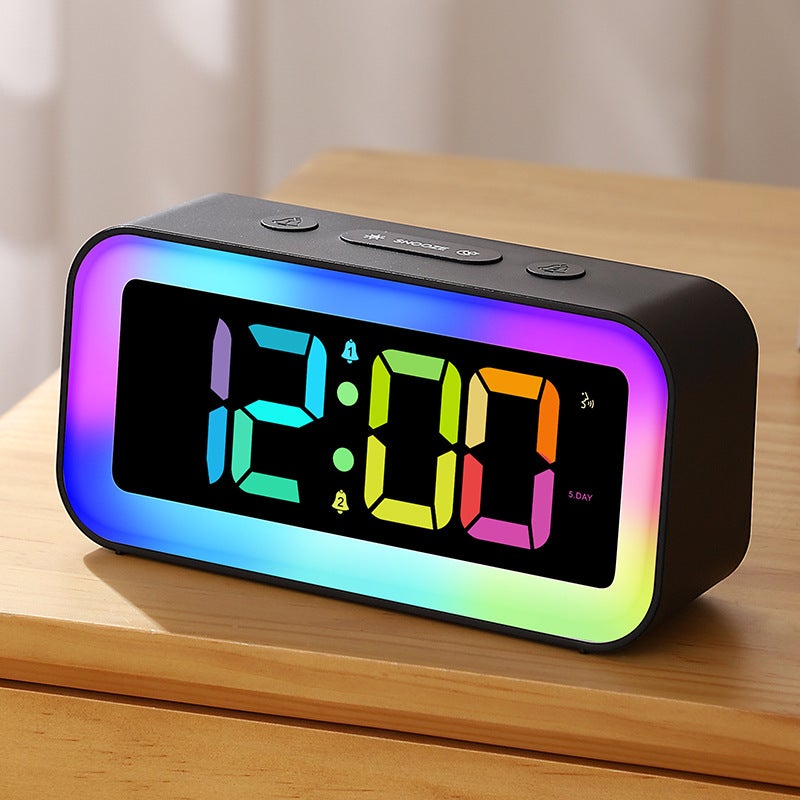 Despertador fuerte con luz nocturna RGB dinámica, doble alarma ...