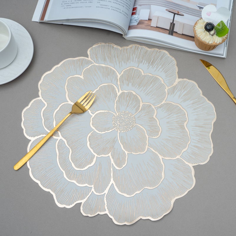Lot de 6 sets de table ronds ornés d'un motif floral doré ...