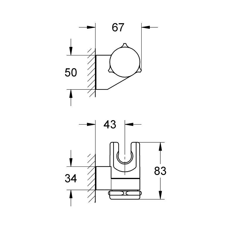 Support mural pour douchette chromé orientable RELEXA - GROHE ...