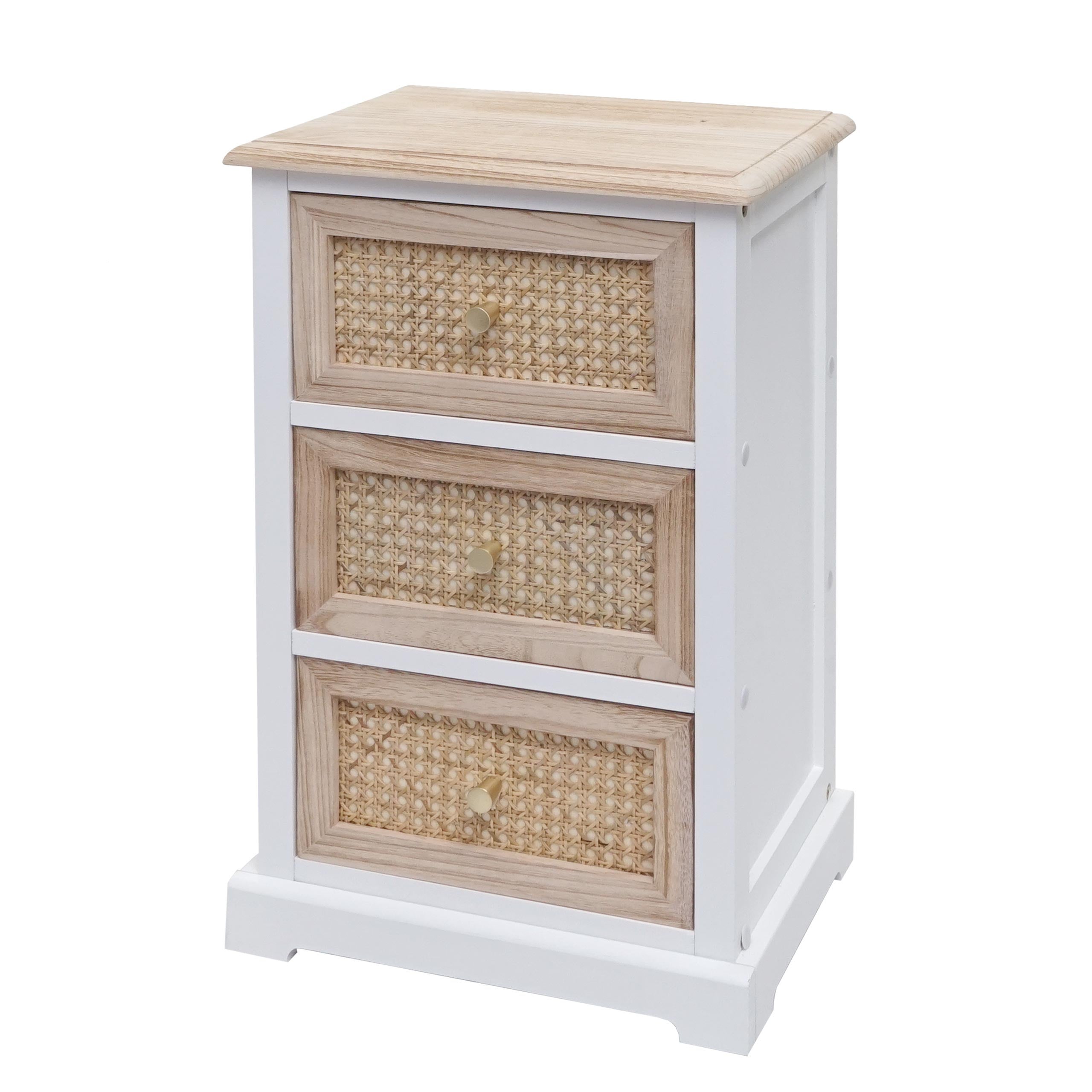 Cómoda de madera de ratán 63x40x28 cm color blanco natural 04_0006508 ...