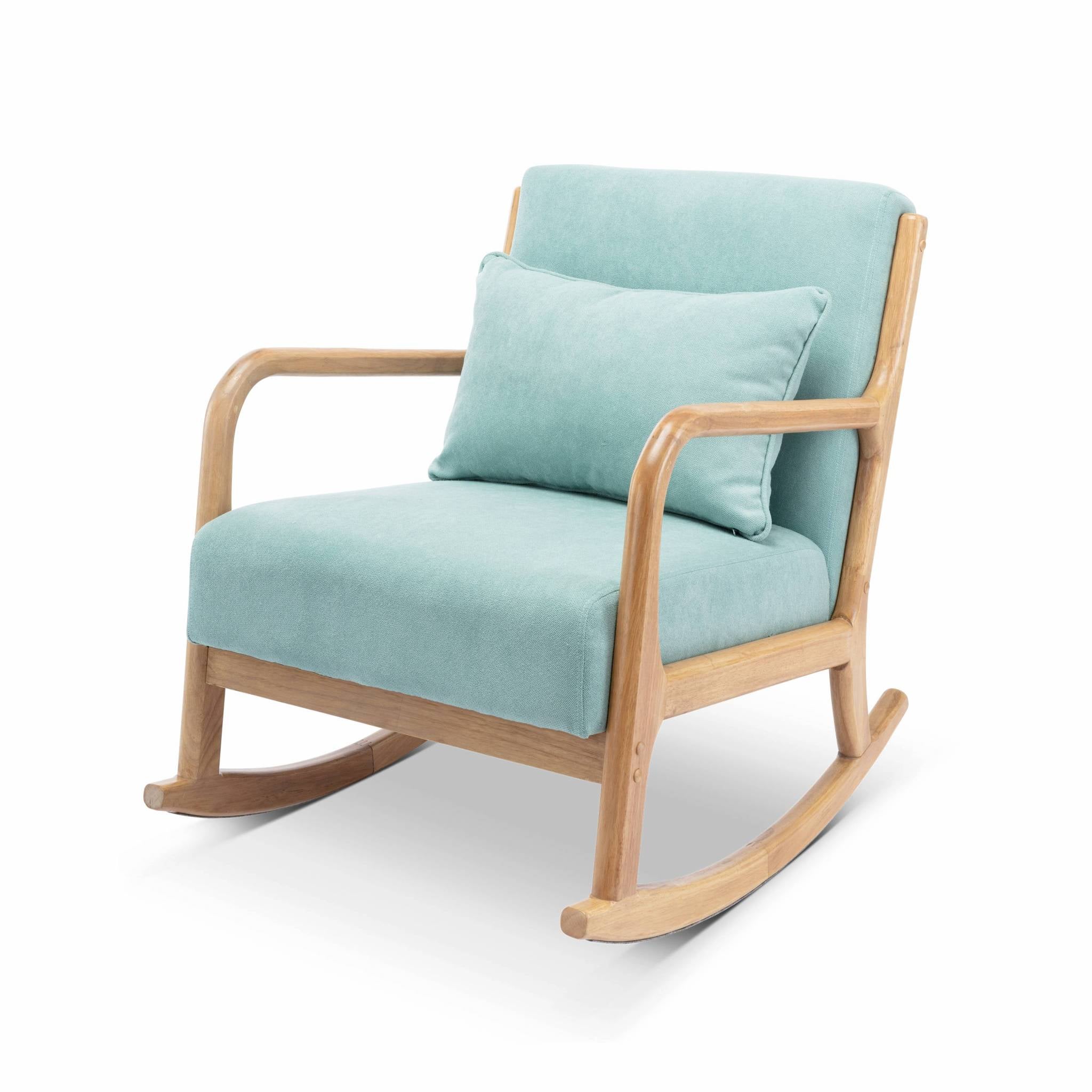 Poltrona scandinava a dondolo in legno e tessuto con braccioli | Leroy ...