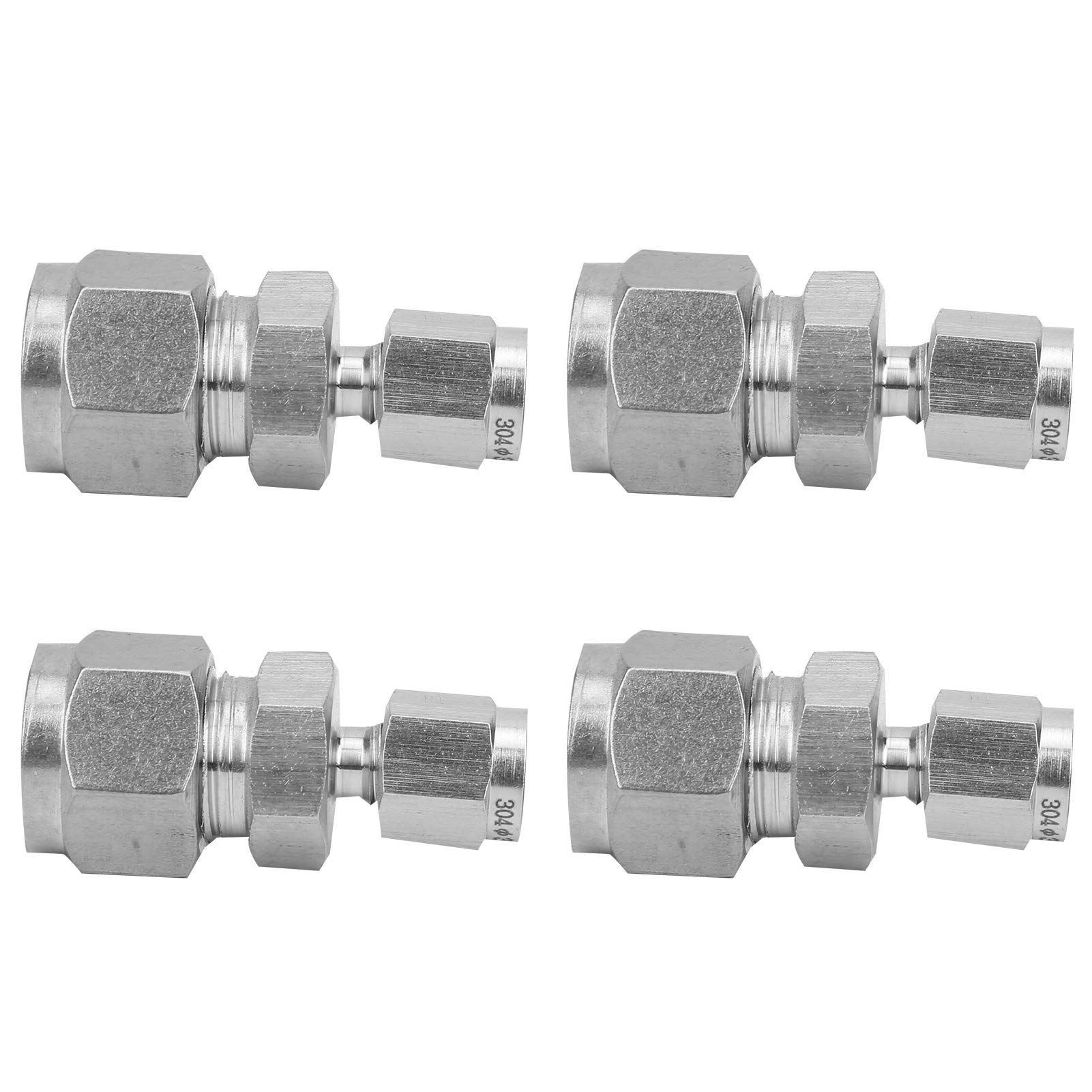 Lot de 4 raccords à compression en acier inoxydable, adaptateur de tube à double virole droite ...
