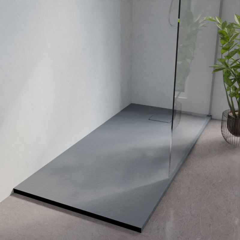 Receveur de douche 170x80 cm extra plat - SAPHIR- Gris ciment | Leroy Merlin