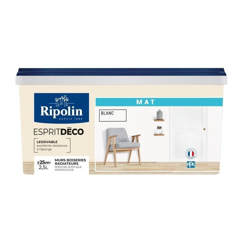 RIPOLIN ESPRIT DECO BLANC MAT 2.5L | Leroy Merlin