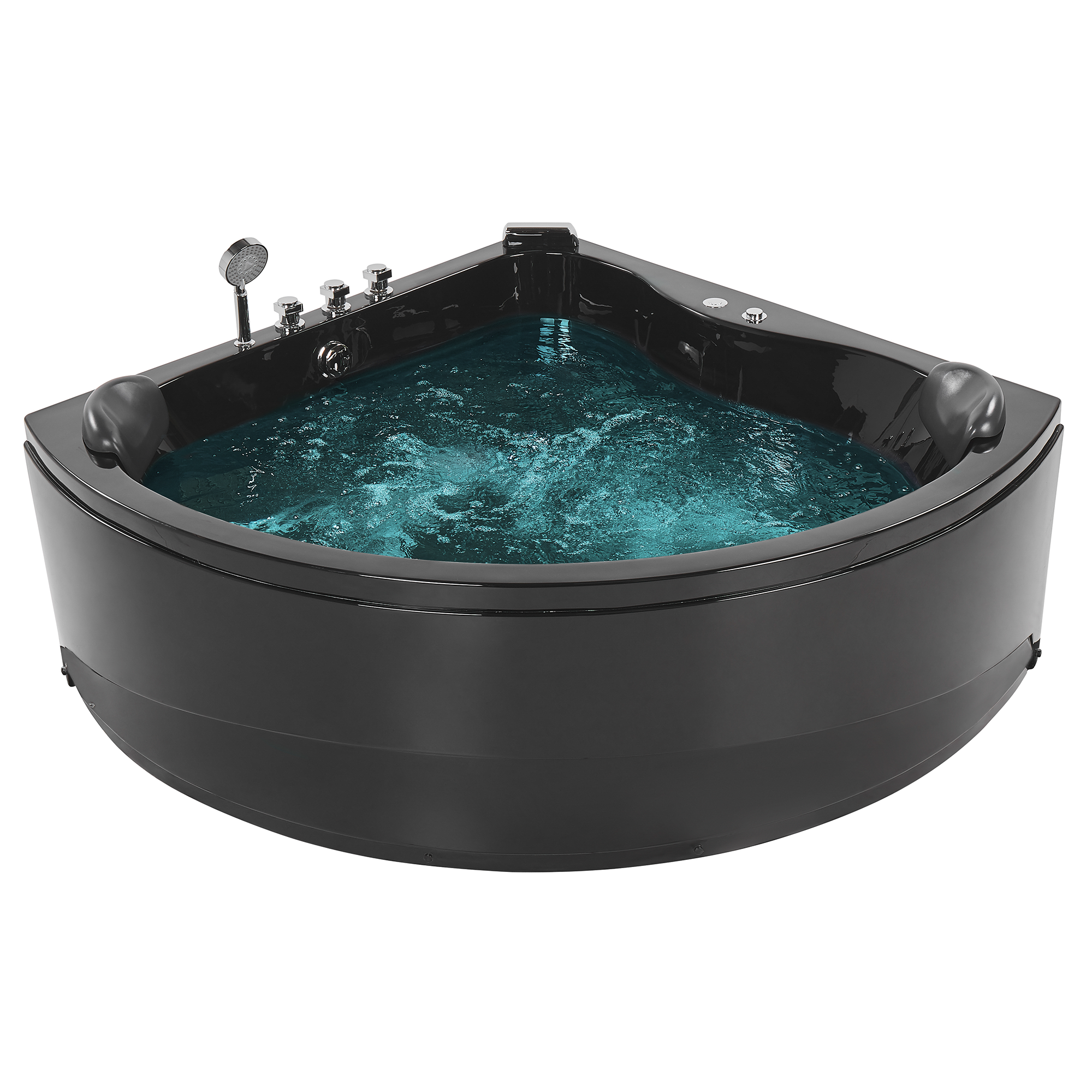 Baignoire d'angle à remous avec LED BARACOA 197 x 140 cm Noir | Leroy ...