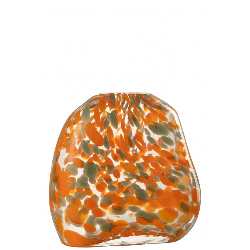 Vase plat avec motif taches en verre orange 10x10x23 cm | Leroy Merlin
