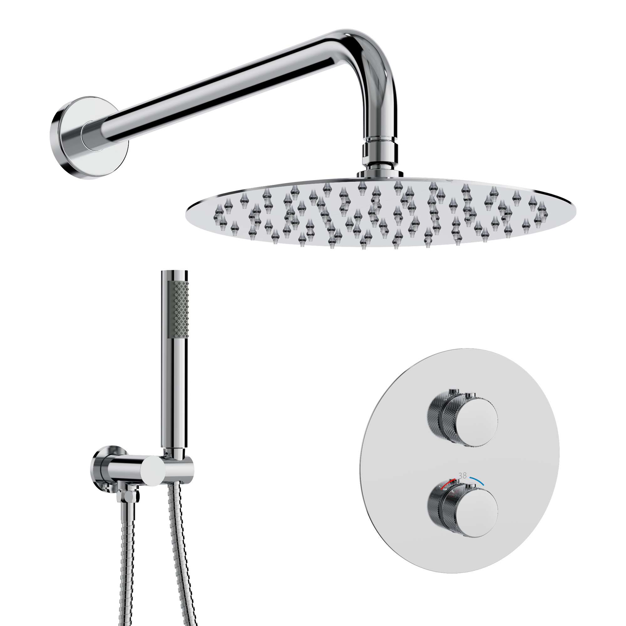 Set de douche thermostatique encastrée Duich finition chromée ...