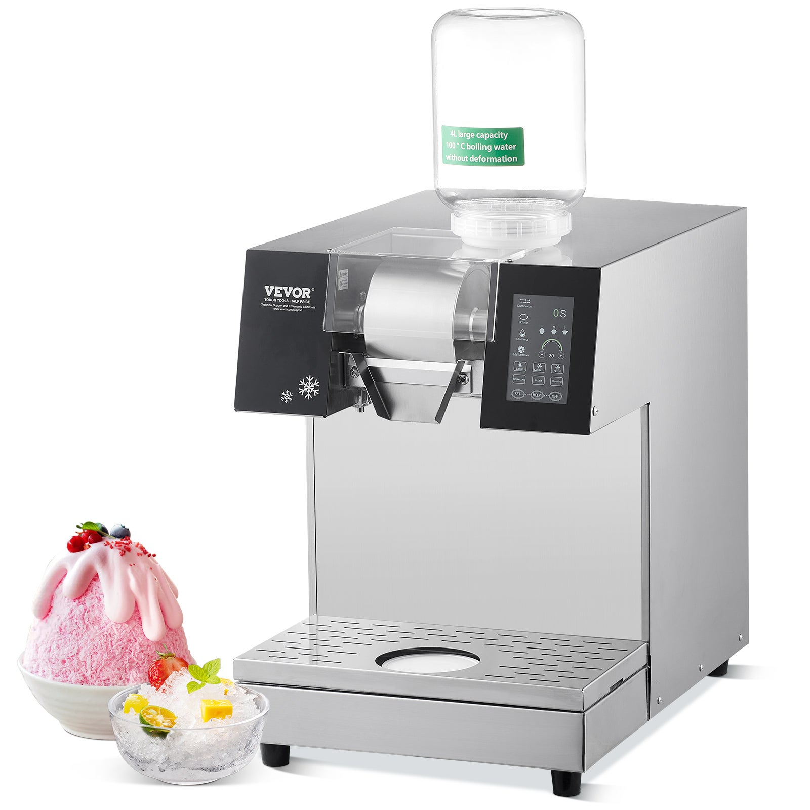VEVOR Máquina de Hielo Raspado Comercial 240 kg/24H, Acero Inoxidable ...