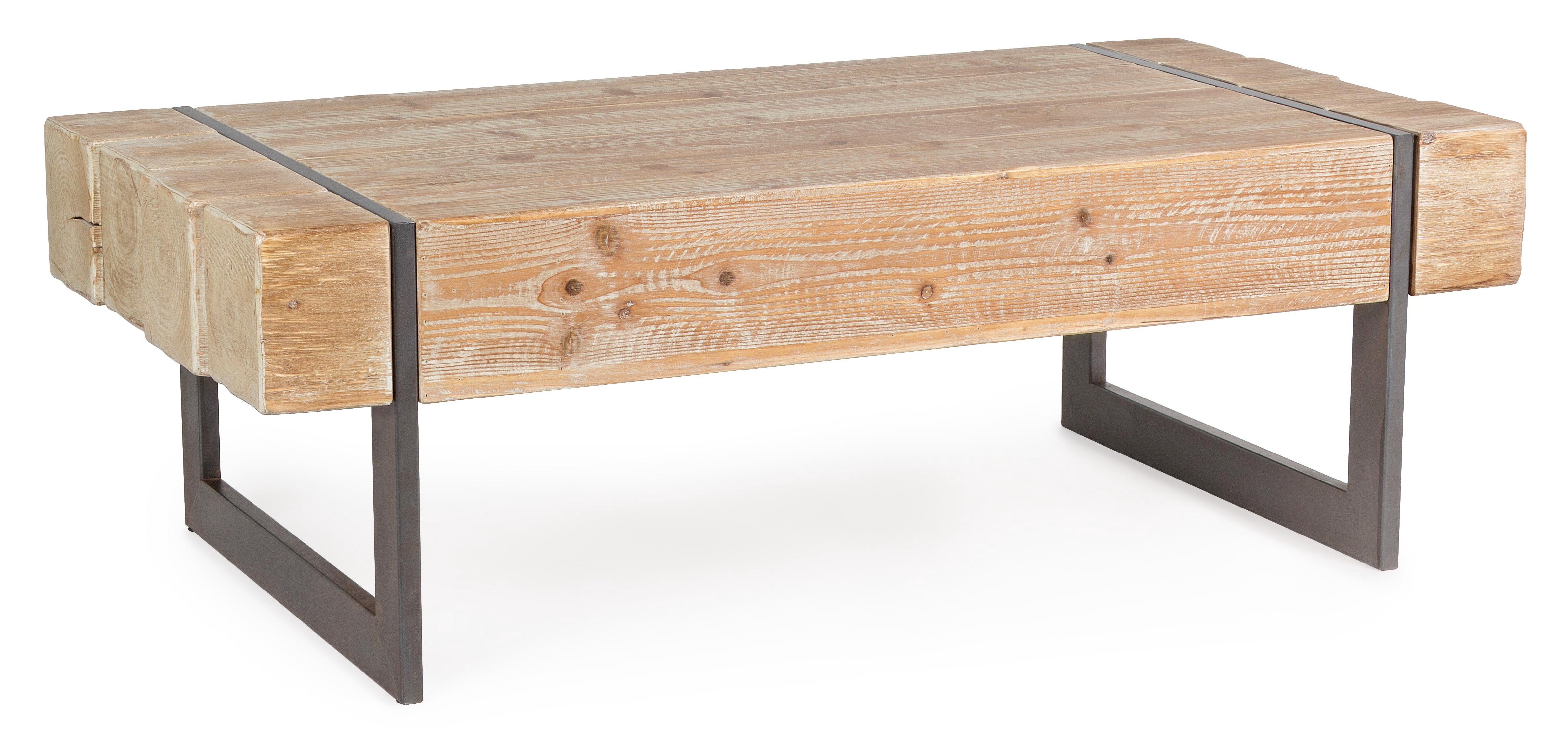 Table basse en bois de sapin et pieds acier noir Garty 120cm | Leroy Merlin