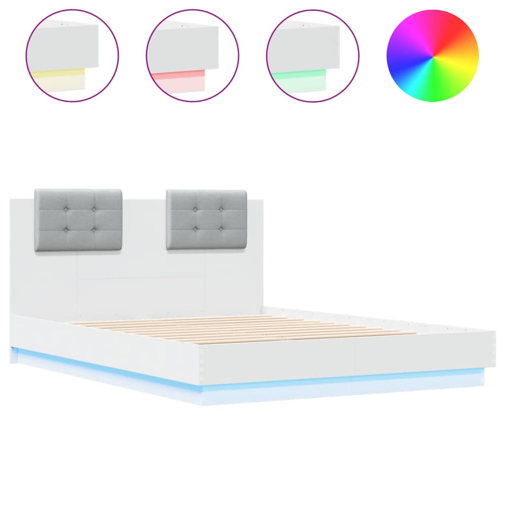 Struttura letto con testiera e luci LED bianche 140x190 cm | Leroy Merlin