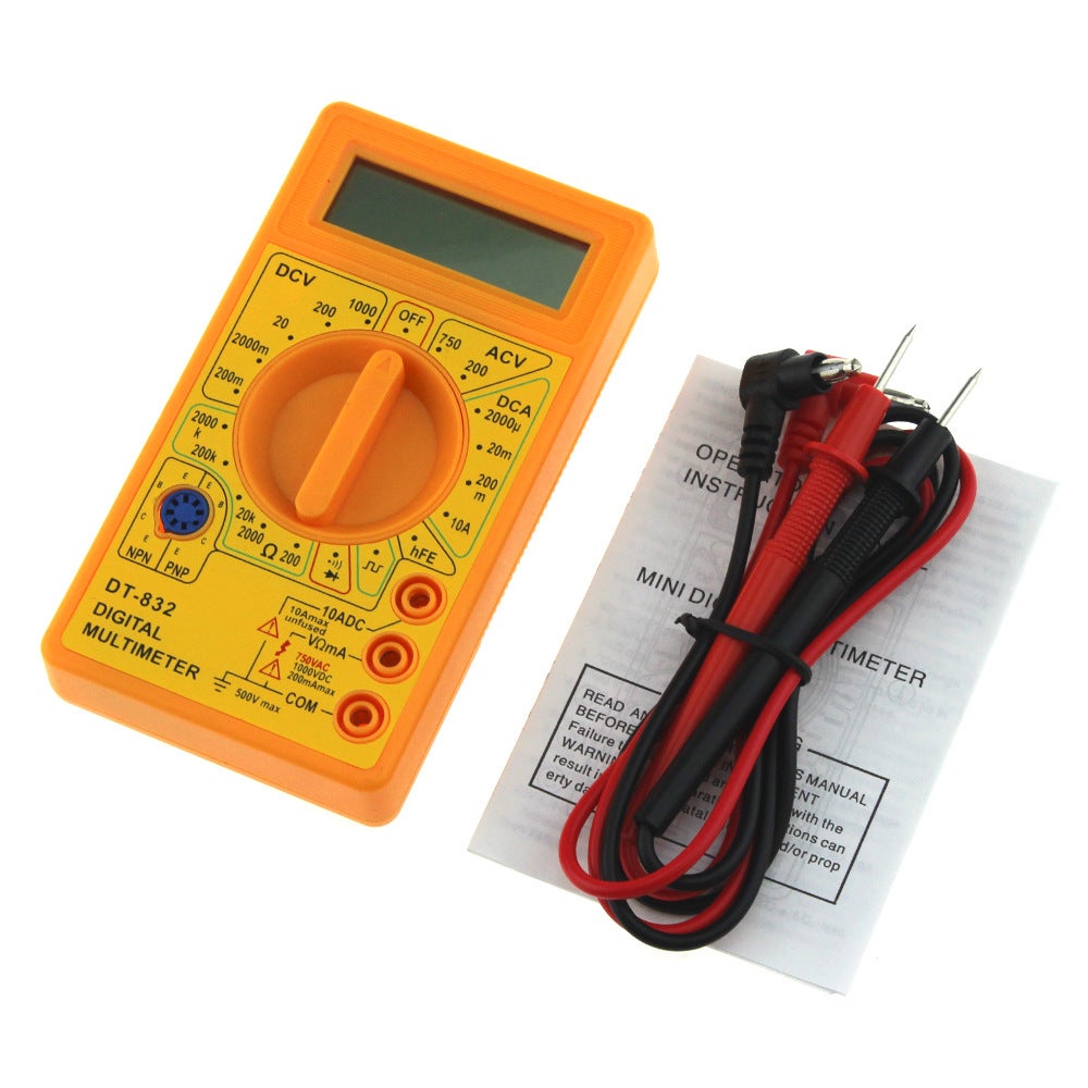 Multimètre DT832, mini multimètre jaune, multimètre d'électricien ...