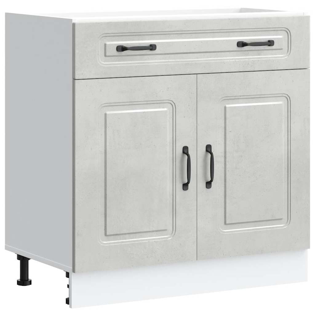 Meuble bas de cuisine Kalmar en bois composite gris béton | Leroy Merlin
