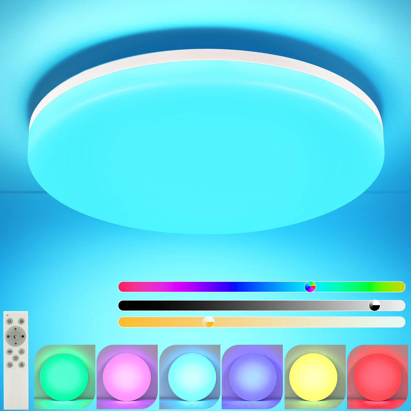ZMH Plafón LED RGB regulable con control remoto para dormitorio | Leroy ...