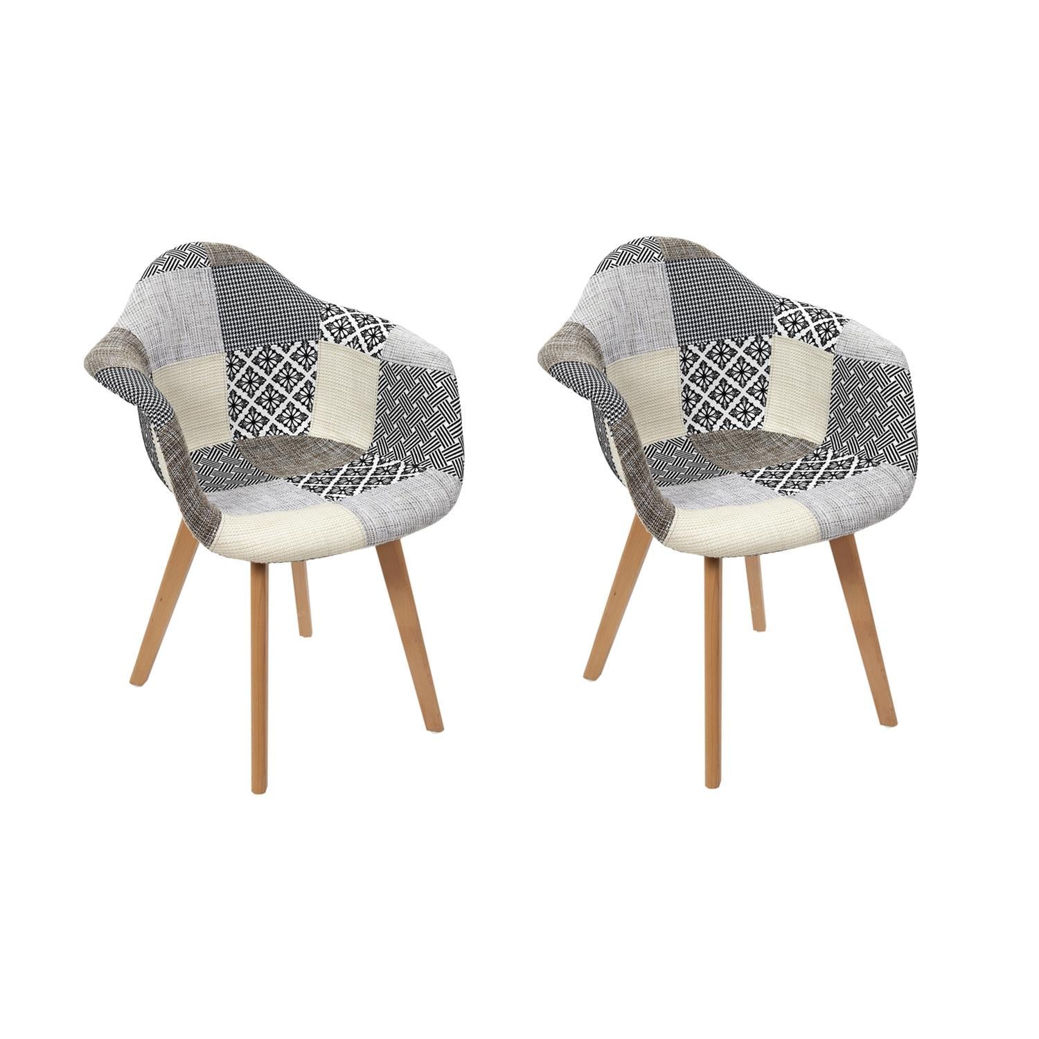 Lot de 2 Fauteuils chaise patchwork gris 85x59x64cm | Leroy Merlin