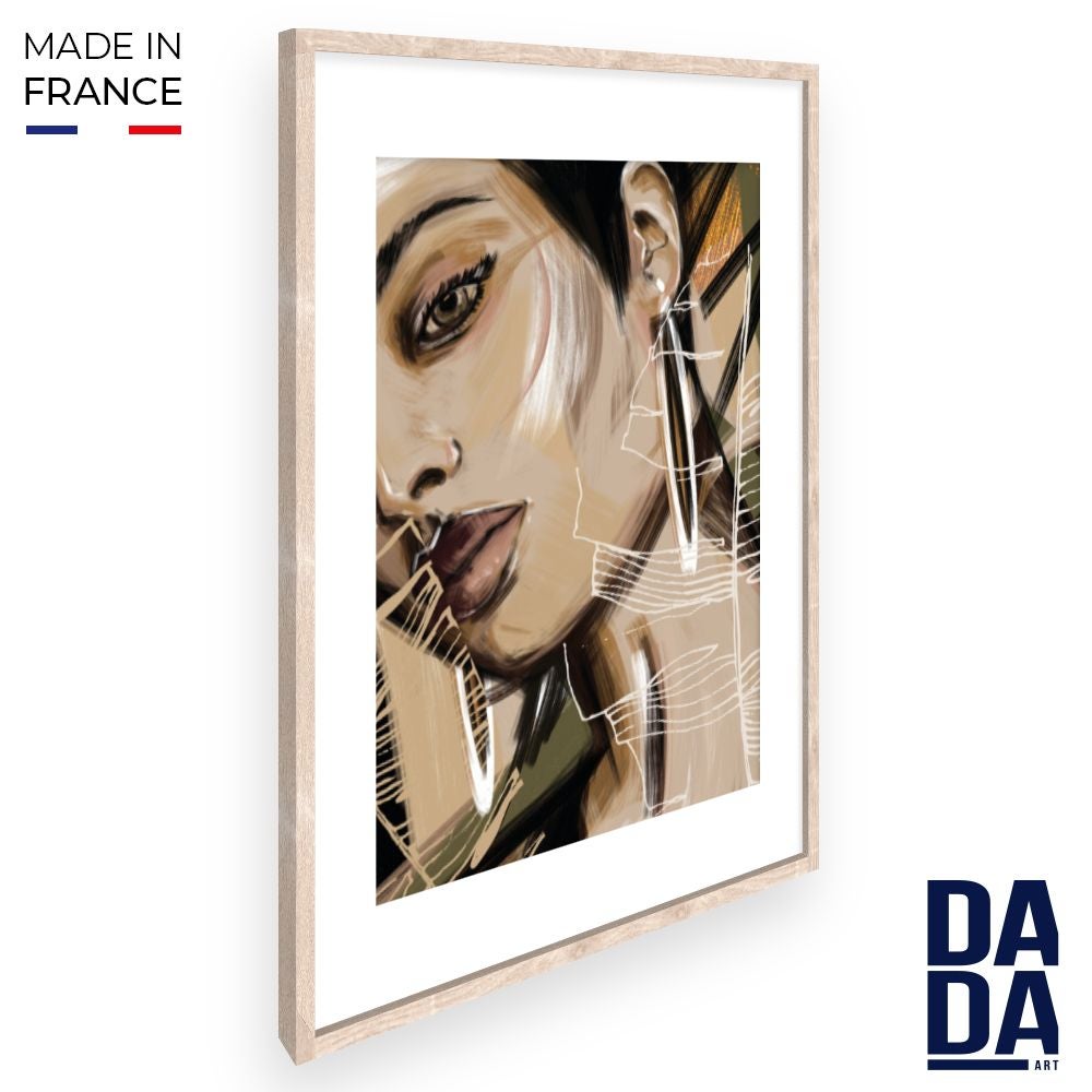 Image encadrée avec cadre CHÊNE / 30x40cm / Portrait moderne / Créé et ...