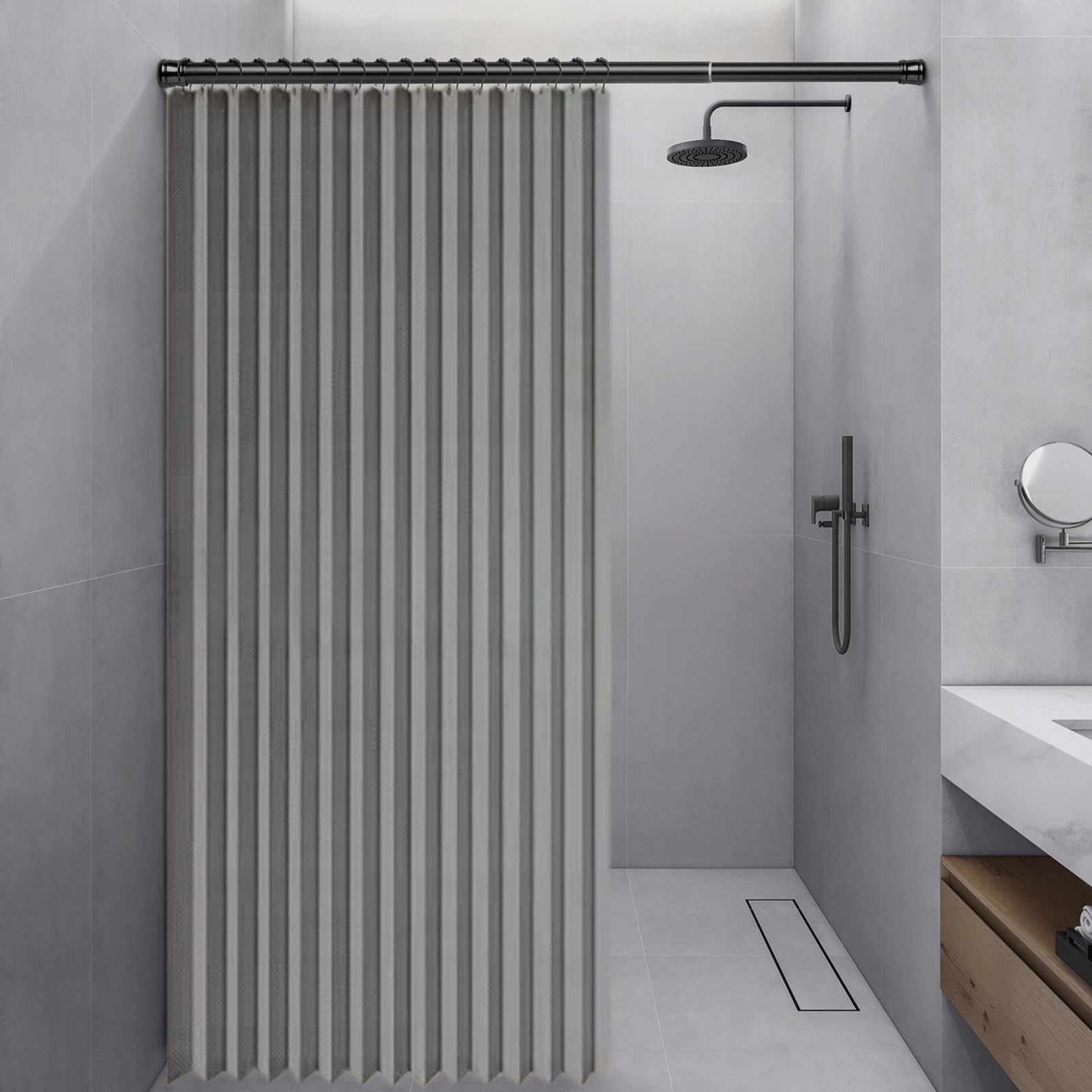 Cortina de ducha plegable, gruesa, impermeable, con cierre magnético ...