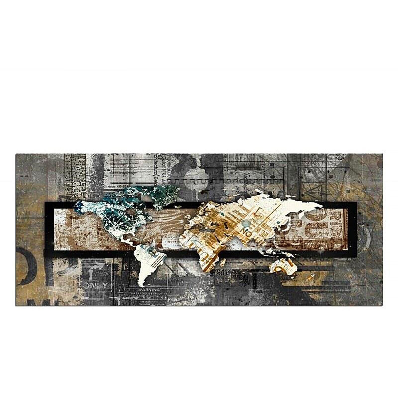 Tableau bois carte du monde - cru - 120 x 40 cm | Leroy Merlin