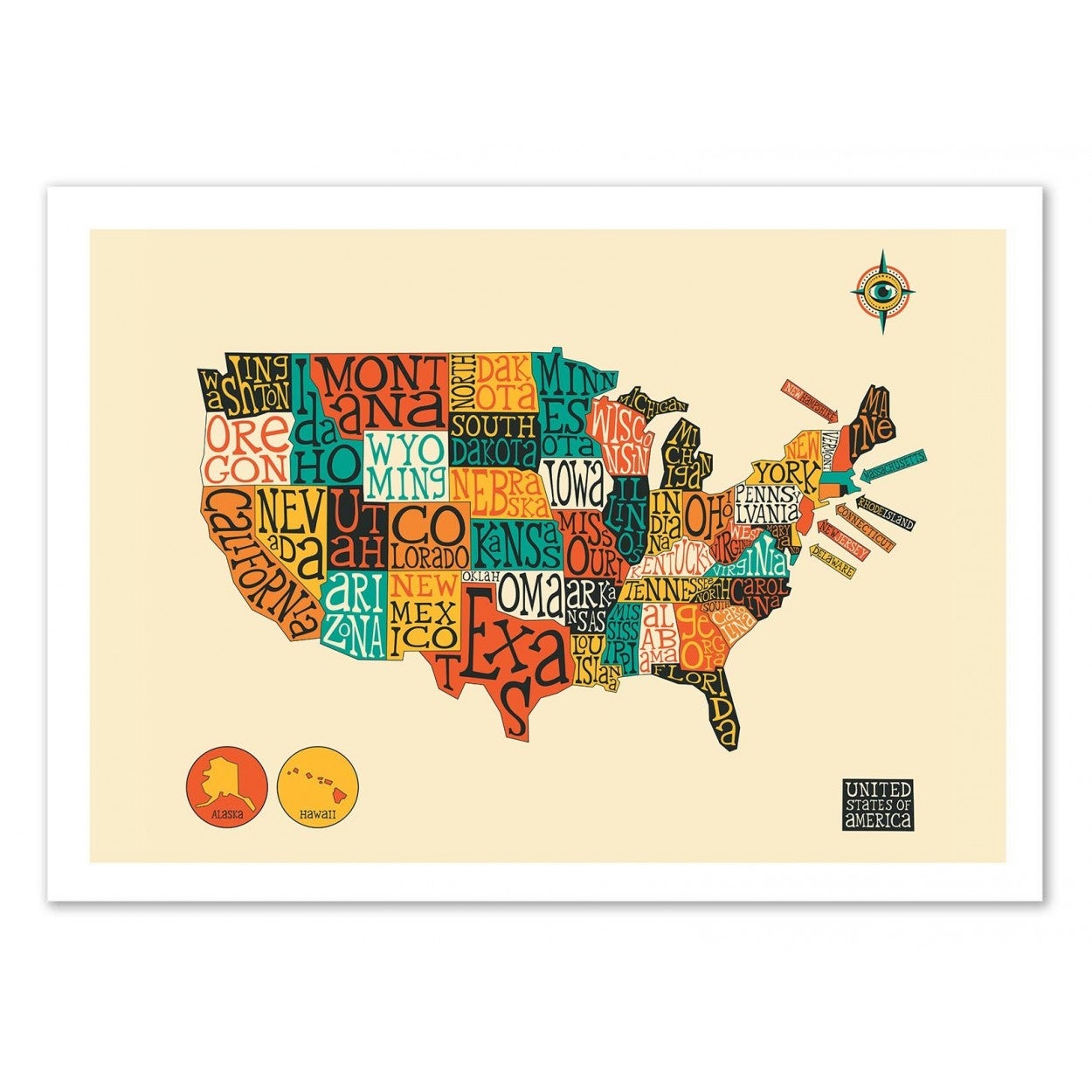 Art-Poster - United States Map - Jazzberry Blue - 30 x 40 cm | Leroy Merlin