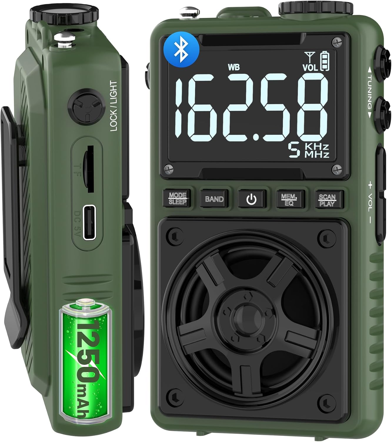 Radio Bluetooth AM FM à ondes courtes avec alertes météo NOAA, 1250 mAh ...