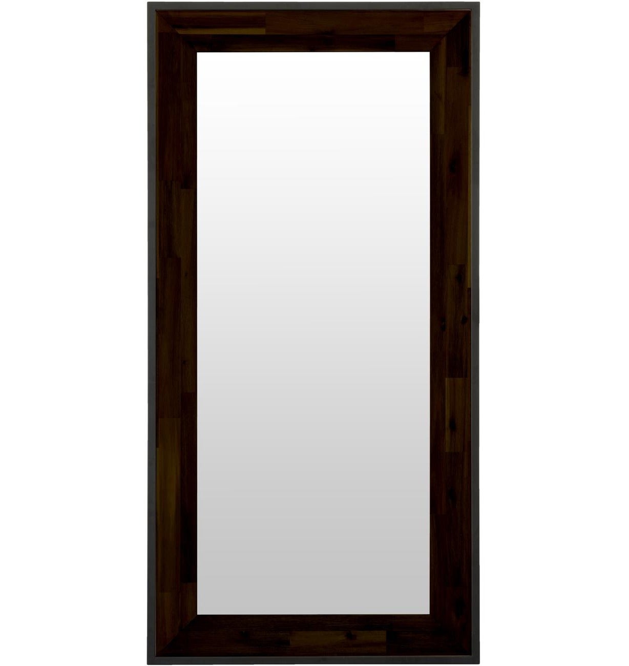 Miroir mural rectangulaire acacia massif et métal noir Zayane | Leroy ...